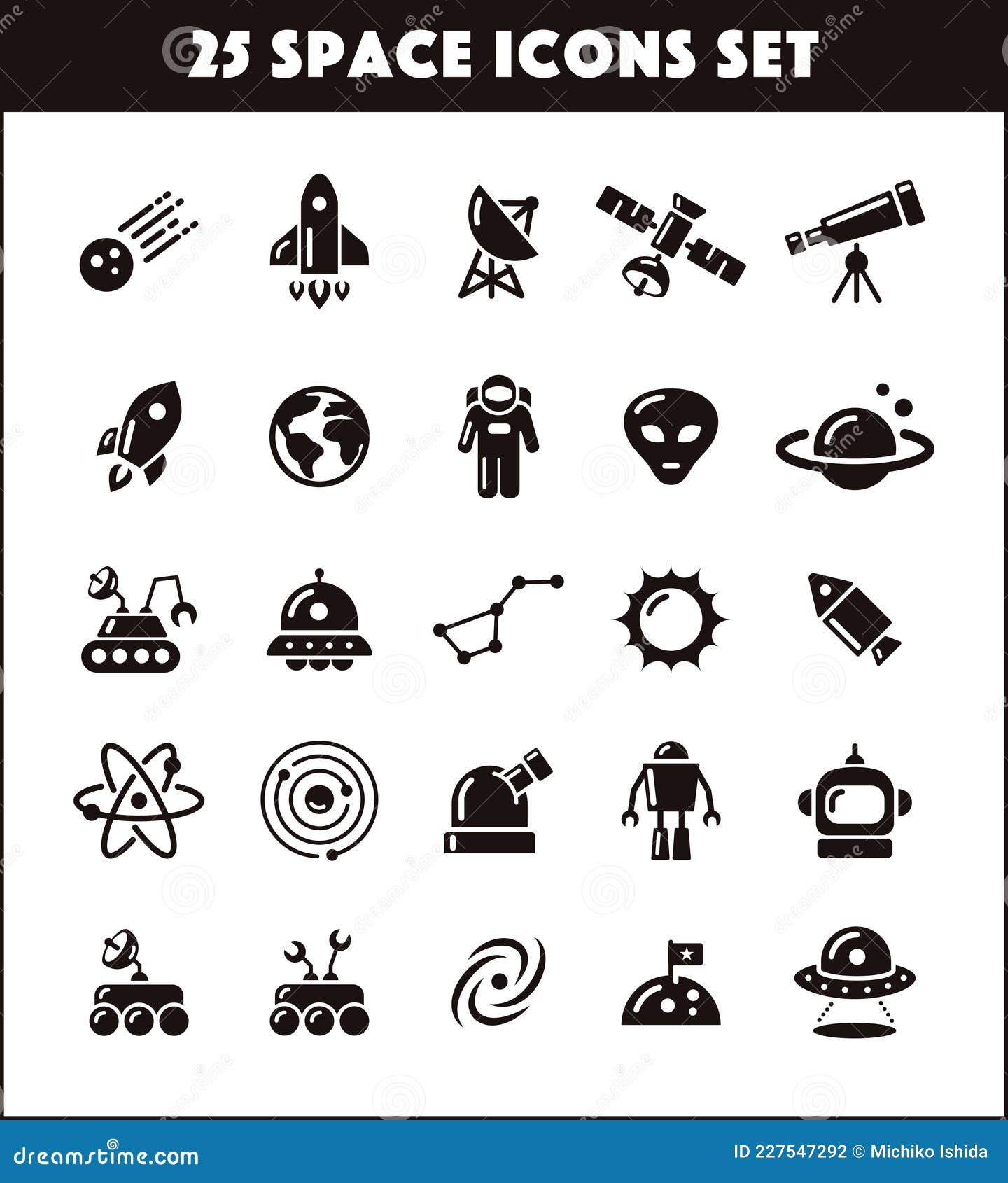 25 Space Science icons stock illustration. Illustration of planetary ...
