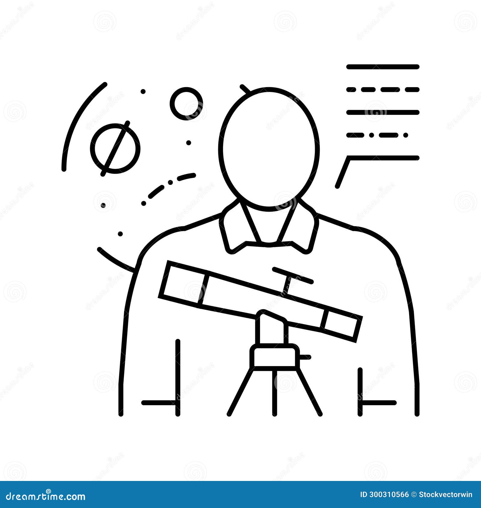 Space Scientist Worker Line Icon Vector Illustration Stock Illustration ...