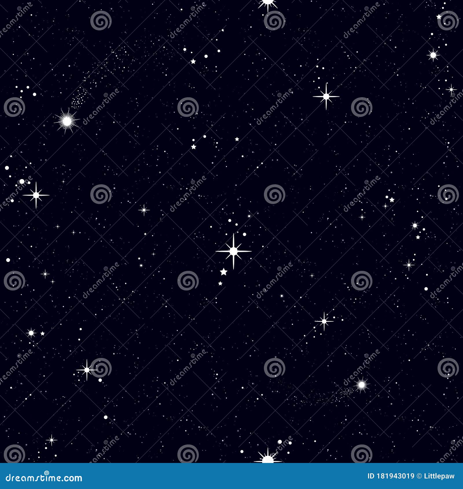 Space Seamless Pattern, Beautiful Universe, Night Sky with Stars ...