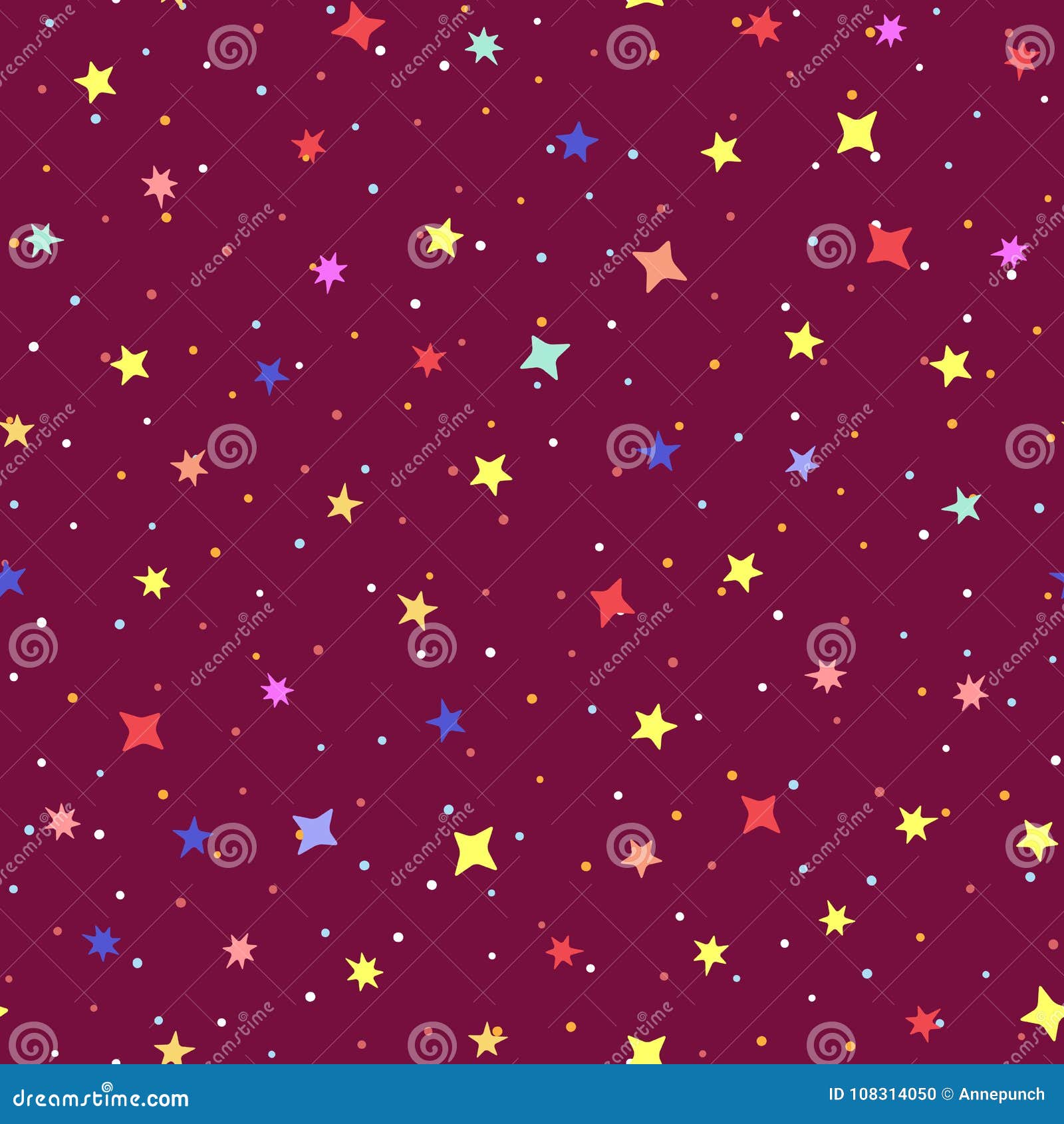 Space Seamless Pattern with Colorful Stars. Stock Vector - Illustration ...