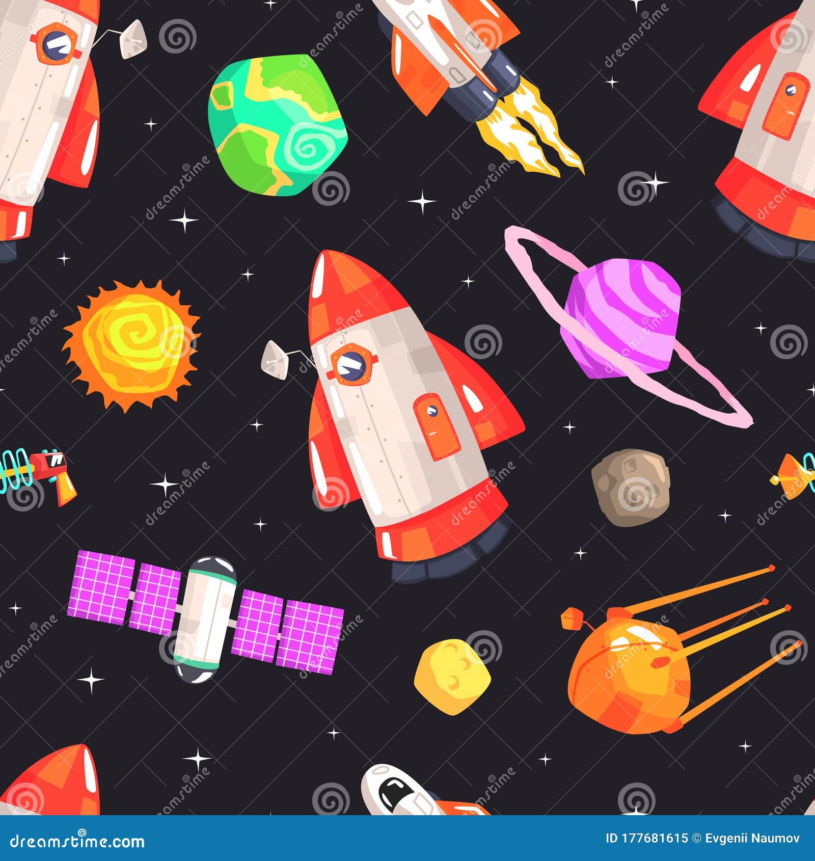 Space Seamless Pattern, Design Element Can Be Used for Fabric, Wrapping ...