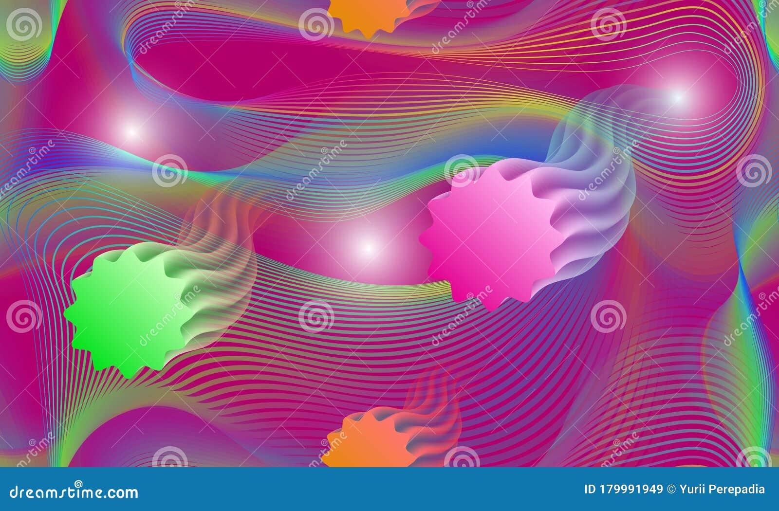 Space Seamless Pattern Of Iridescent Chaotic Lines And Floating ...