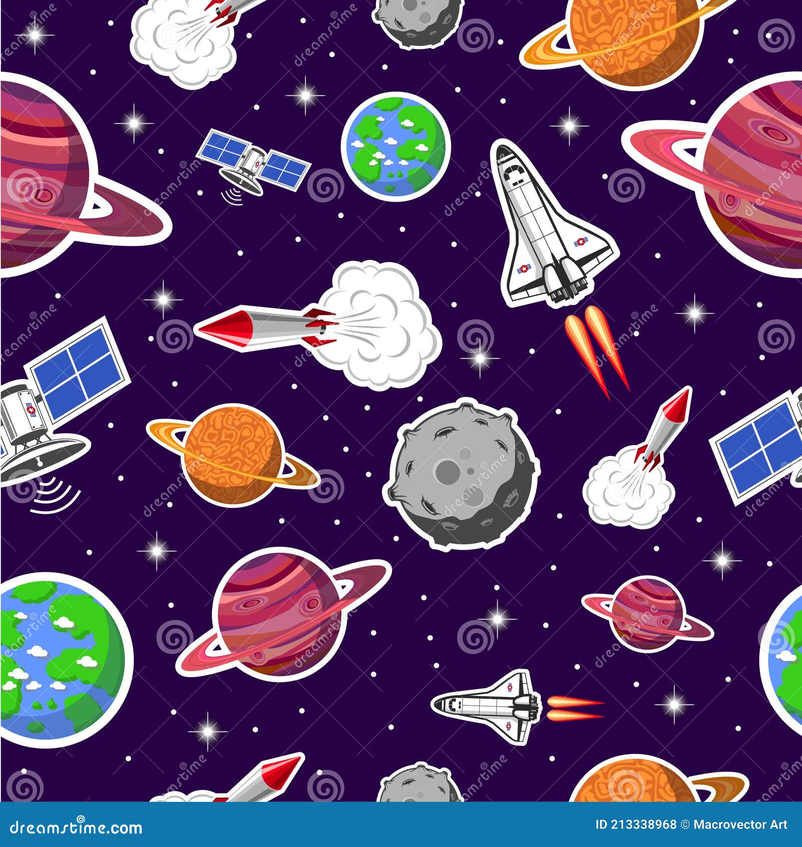 Space seamless pattern stock vector. Illustration of moon - 213338968