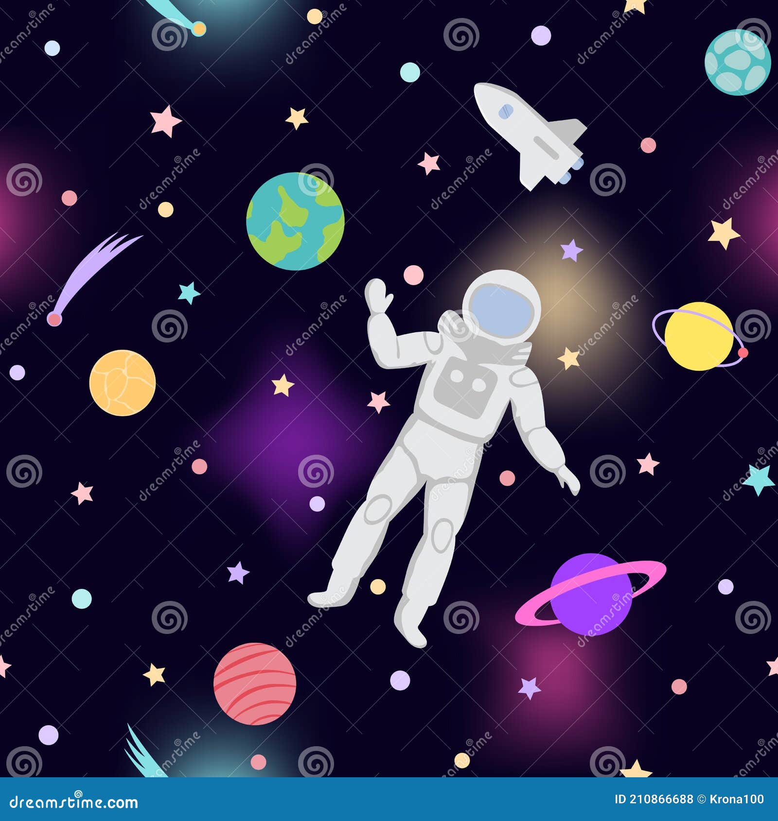 Space Seamless Pattern for Textile Prints and Repeat Background Stock ...