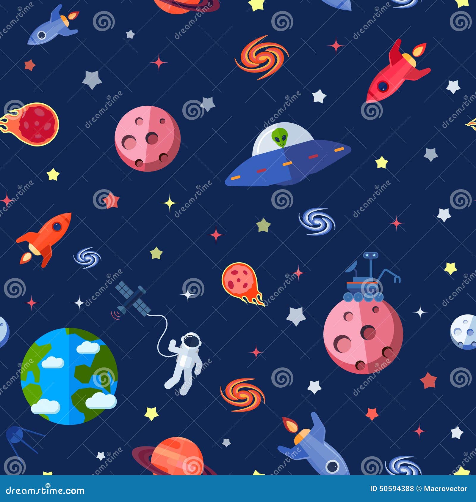 Space Seamless Pattern stock vector. Illustration of school - 50594388