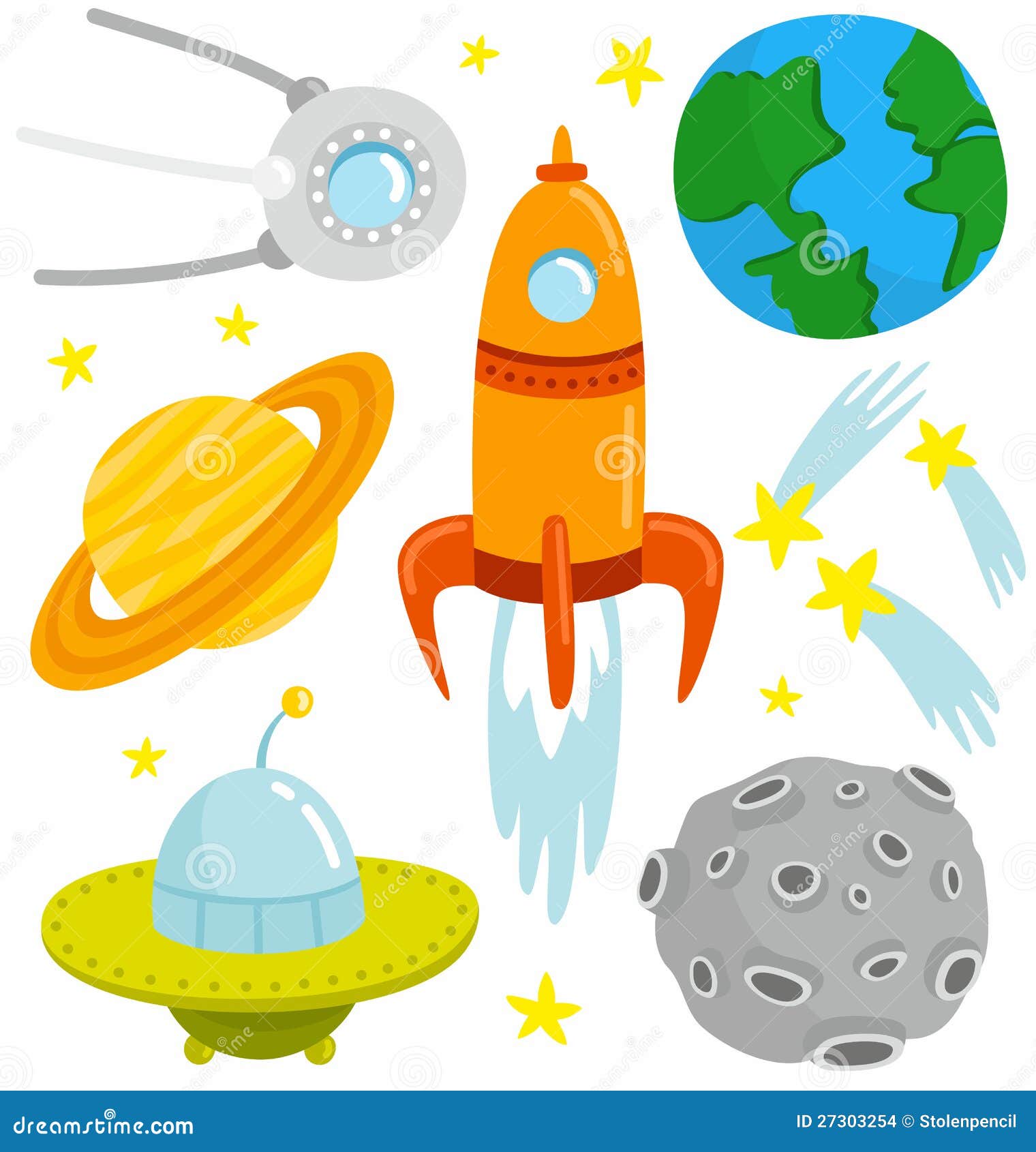 Space set stock vector. Illustration of spacecraft, spaceship - 27303254