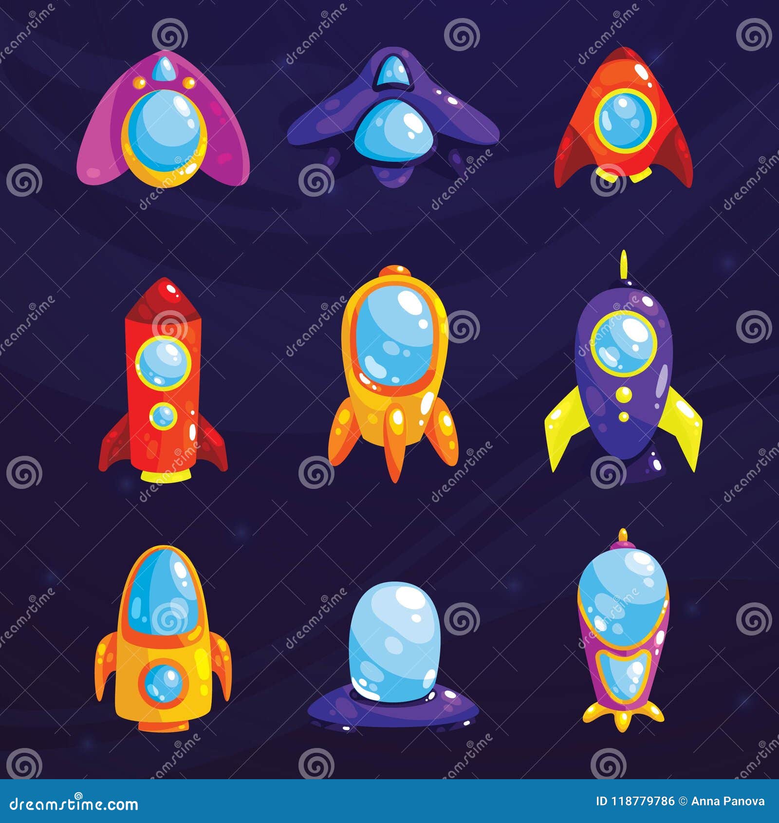 Space Set. Fantasy Cosmic Items for Mobile Game or Web Design. Vector ...