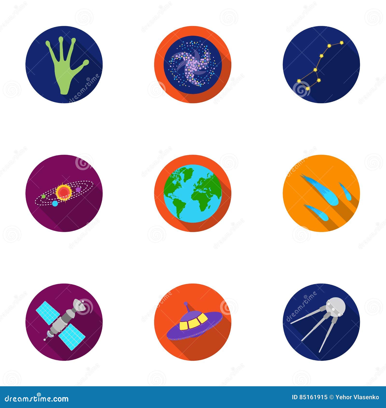 Space Set Icons in Flat Style. Big Collection of Space Symbol Stock ...