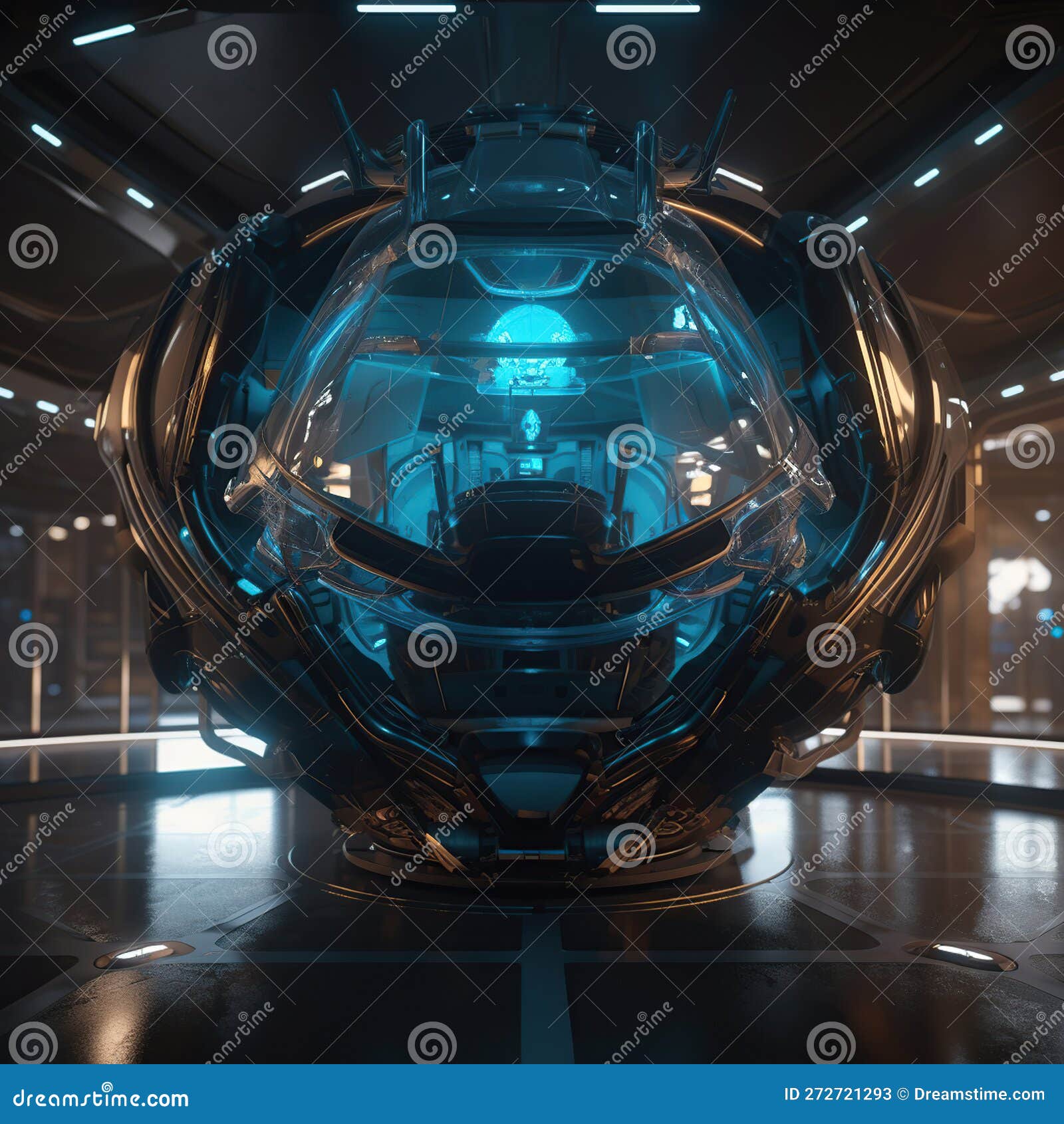 Space Ship in a Blue Solar System Low. Generative Ai Stock Image ...