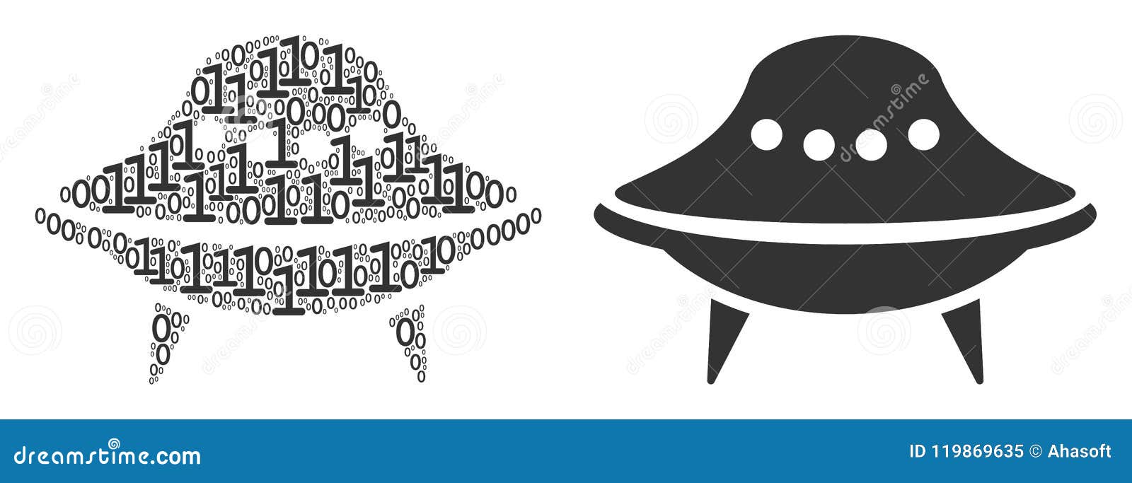 Space Ship Collage of Binary Digits Stock Vector - Illustration of ...