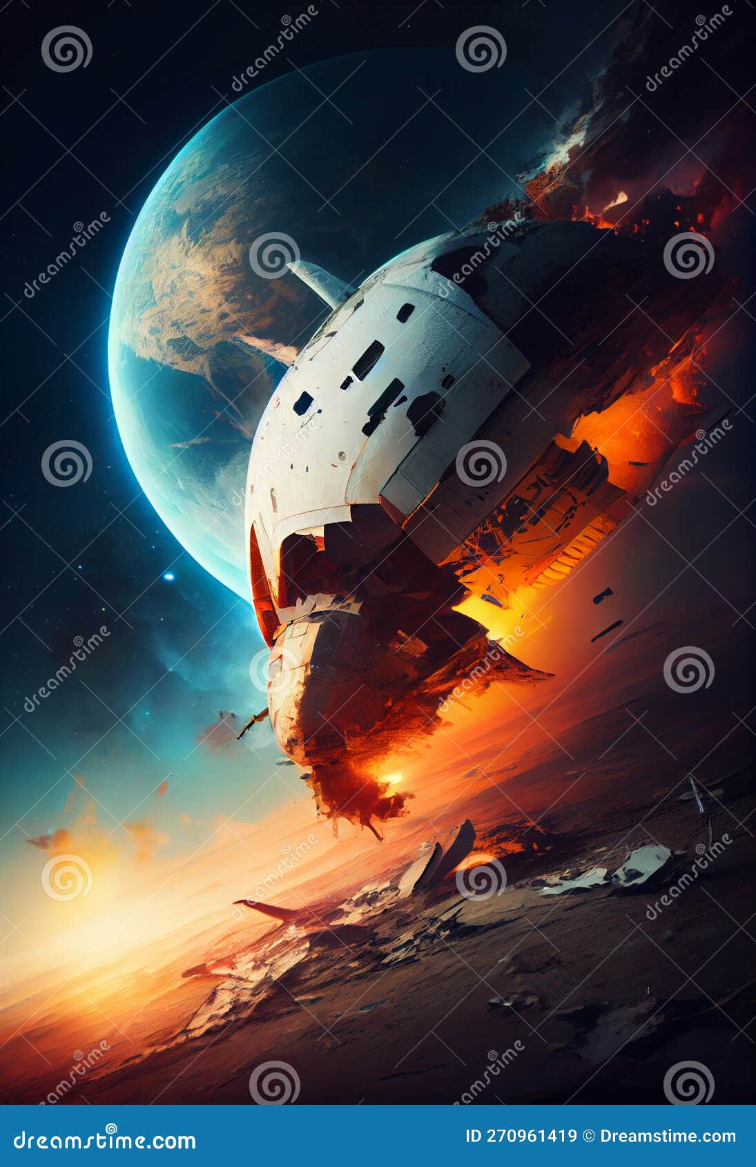 Space Ship Crash. AI Generated Stock Illustration - Illustration of ...
