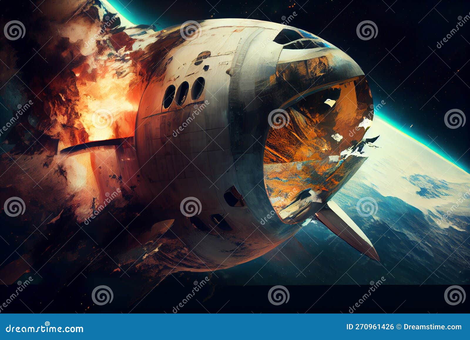 Space Ship Crash. AI Generated Stock Illustration - Illustration of ...