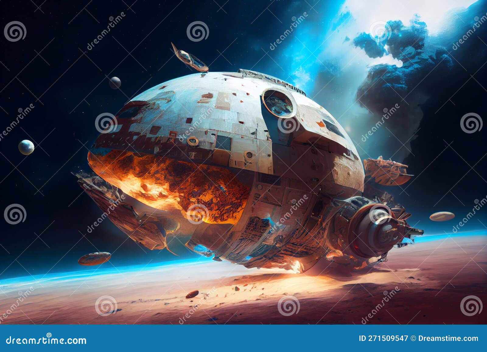 Space Ship Crash. AI Generated Stock Illustration - Illustration of ...