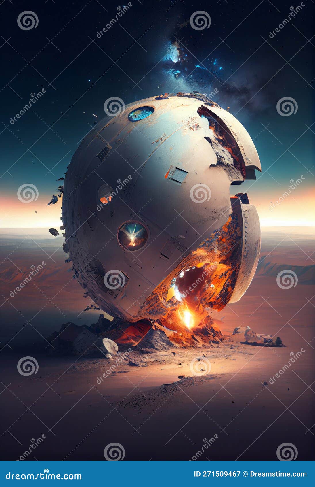 Space Ship Crash. AI Generated Stock Illustration - Illustration of ...