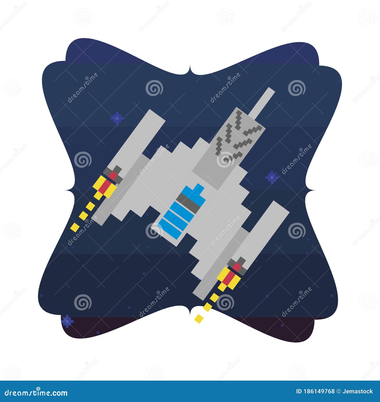 Space Ship Flying 8 Bits Pixelated Icon Stock Vector - Illustration of ...