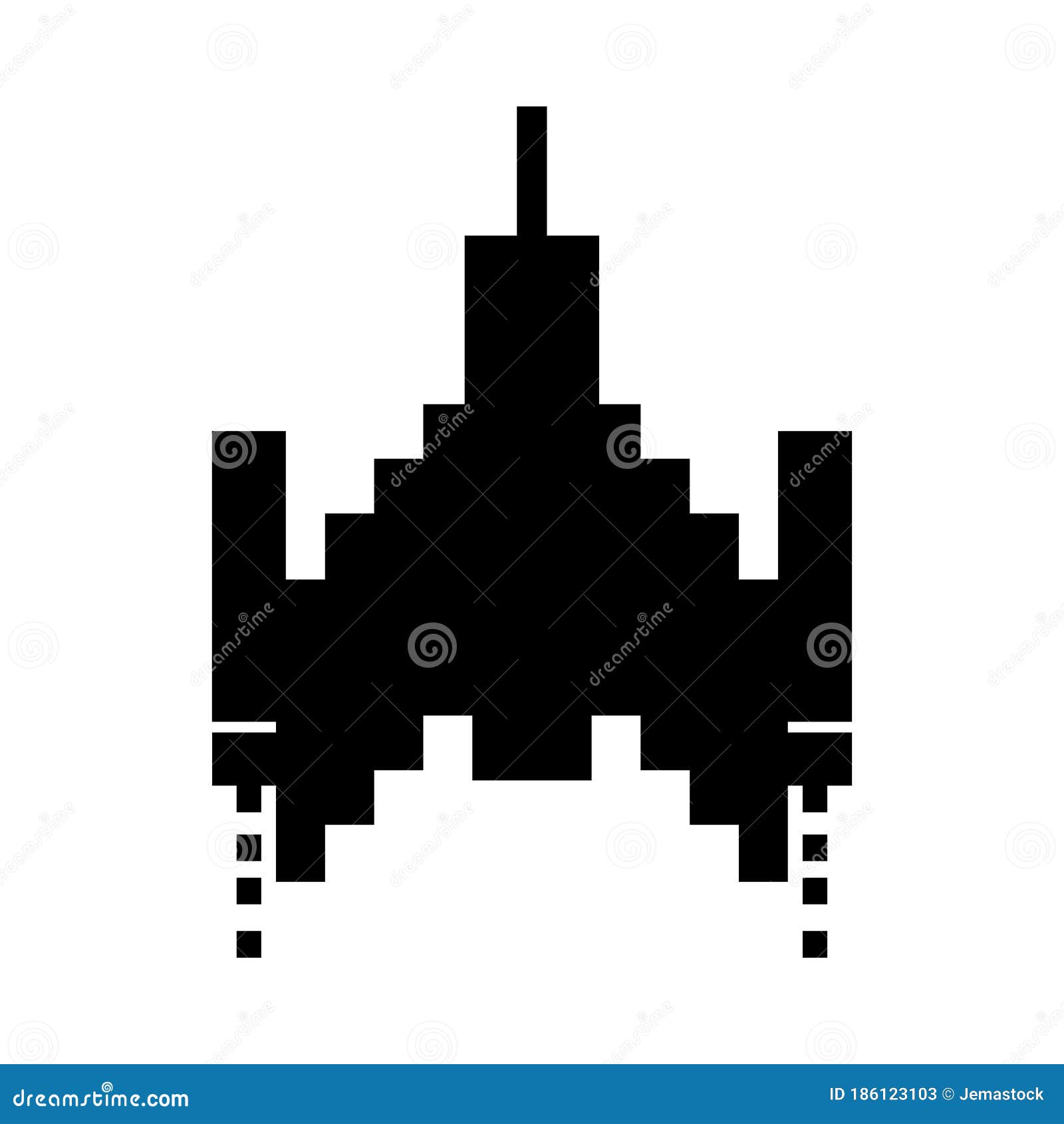 Space Ship Flying 8 Bits Pixelated Silhouette Stock Vector ...