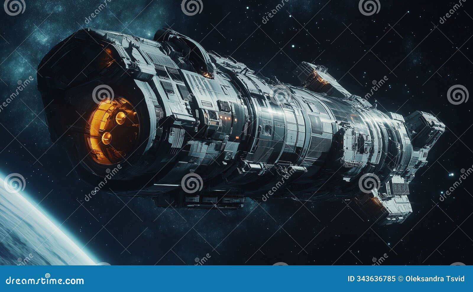 Space Ship, Futuristic Spaceship Science Fiction Style Stock Image ...