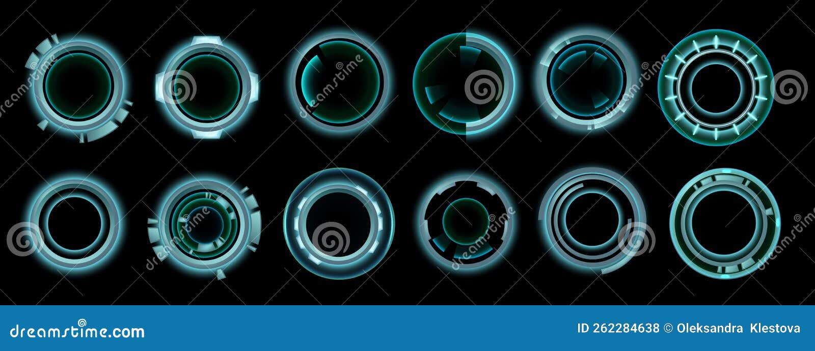 Game HUD Focus Set, Vector UI Circle Sci-fi Frame Futuristic Space Kit ...