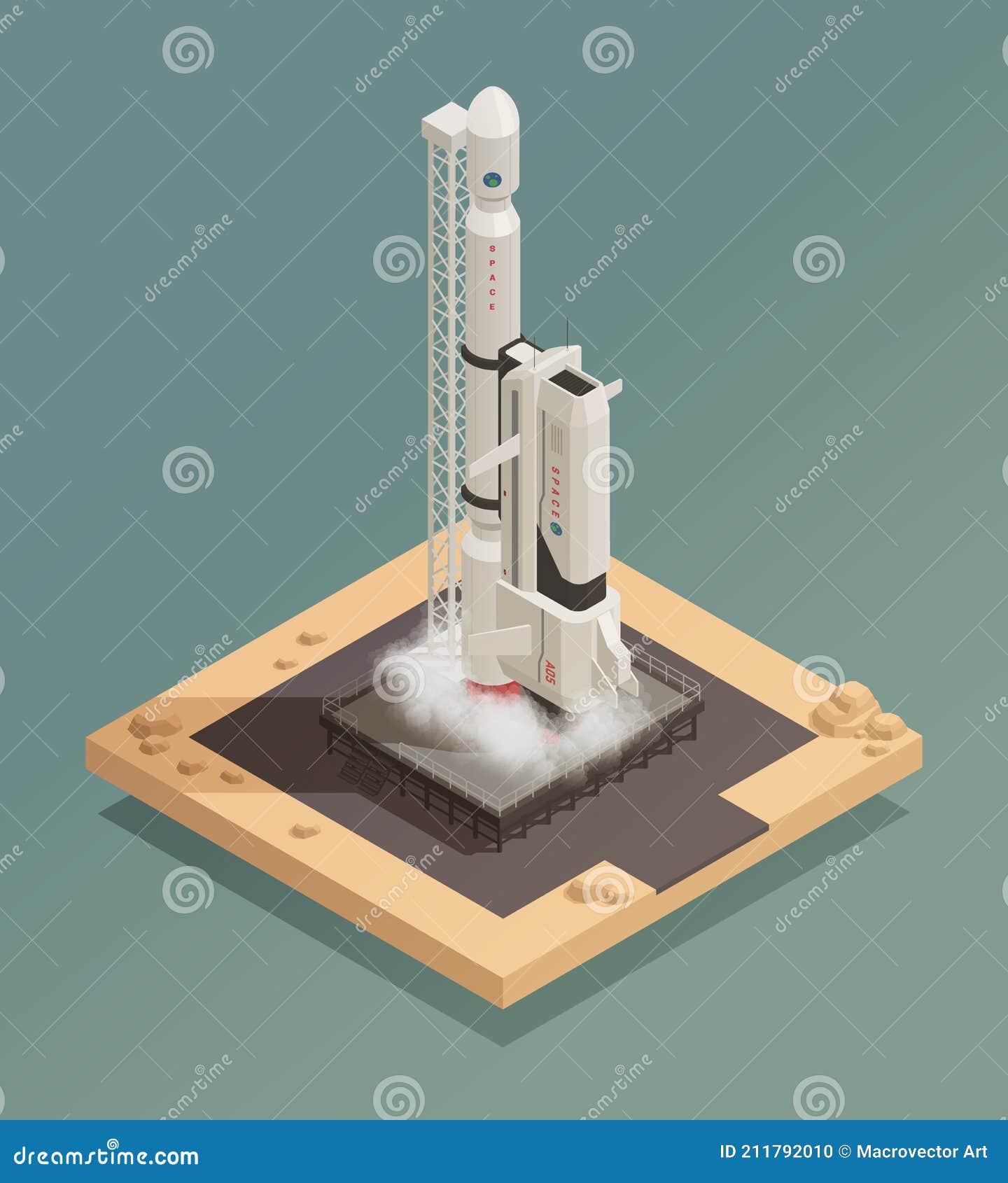 Space Ship Isometric Composition Stock Vector - Illustration of ...