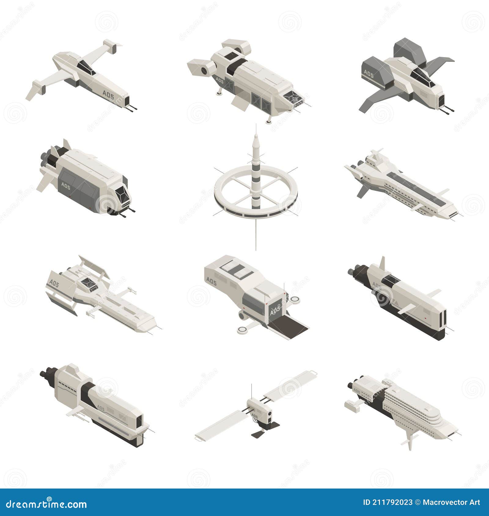 Space Ship Isometric Set stock vector. Illustration of liner - 211792023