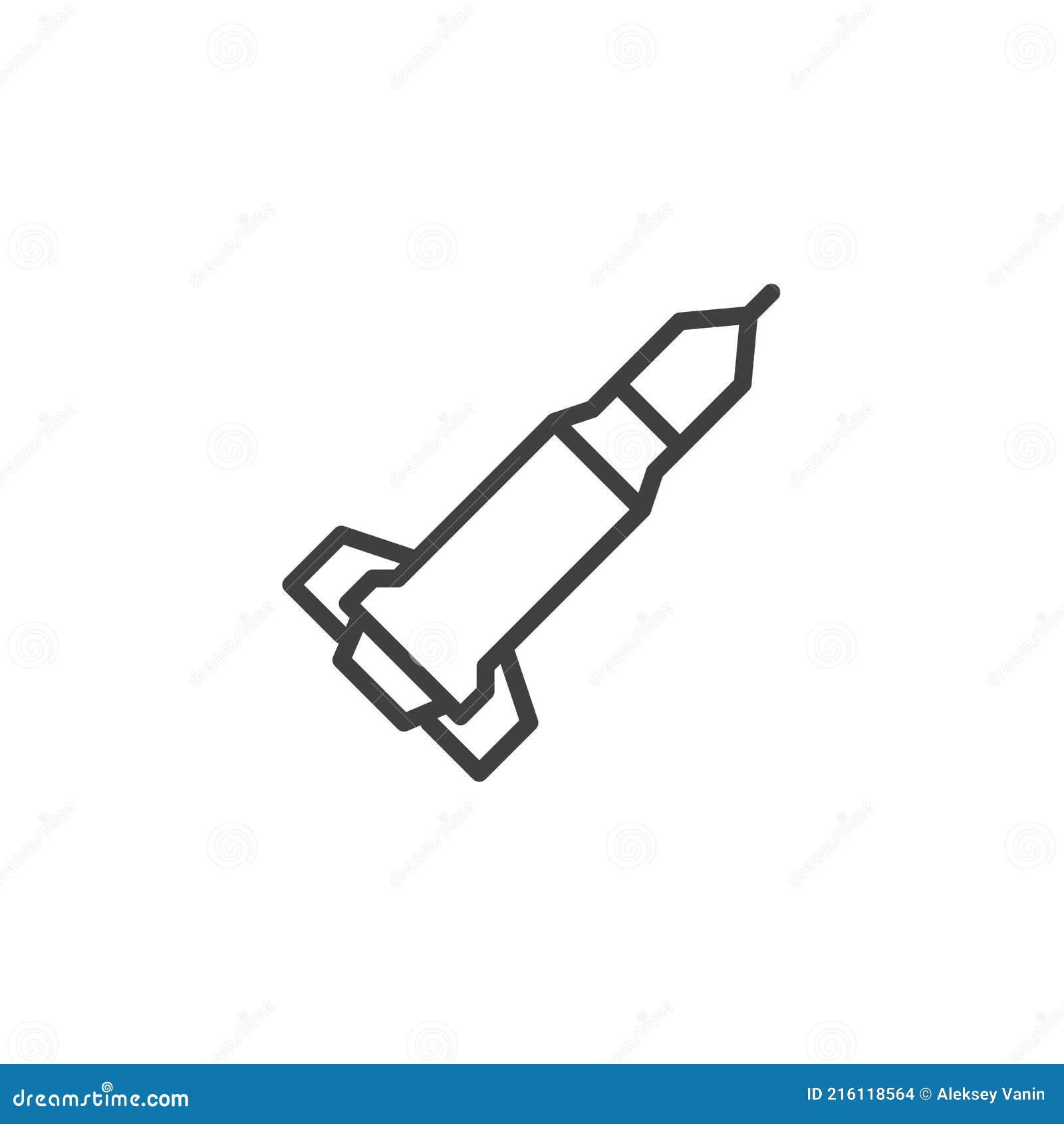 Space ship line icon stock vector. Illustration of startup - 216118564