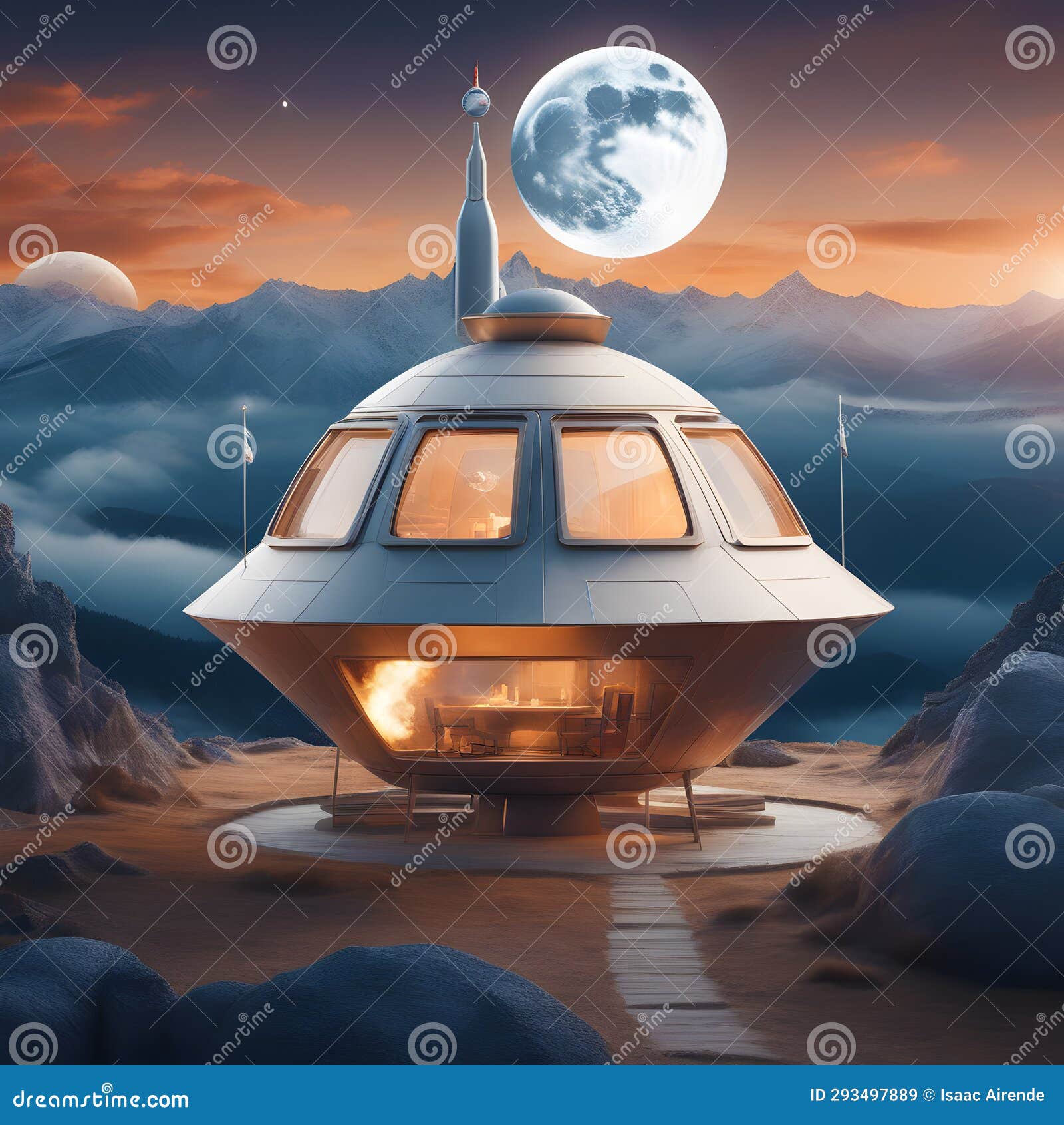 A Space Ship in Outer World Land Space Generated by Ai Stock ...