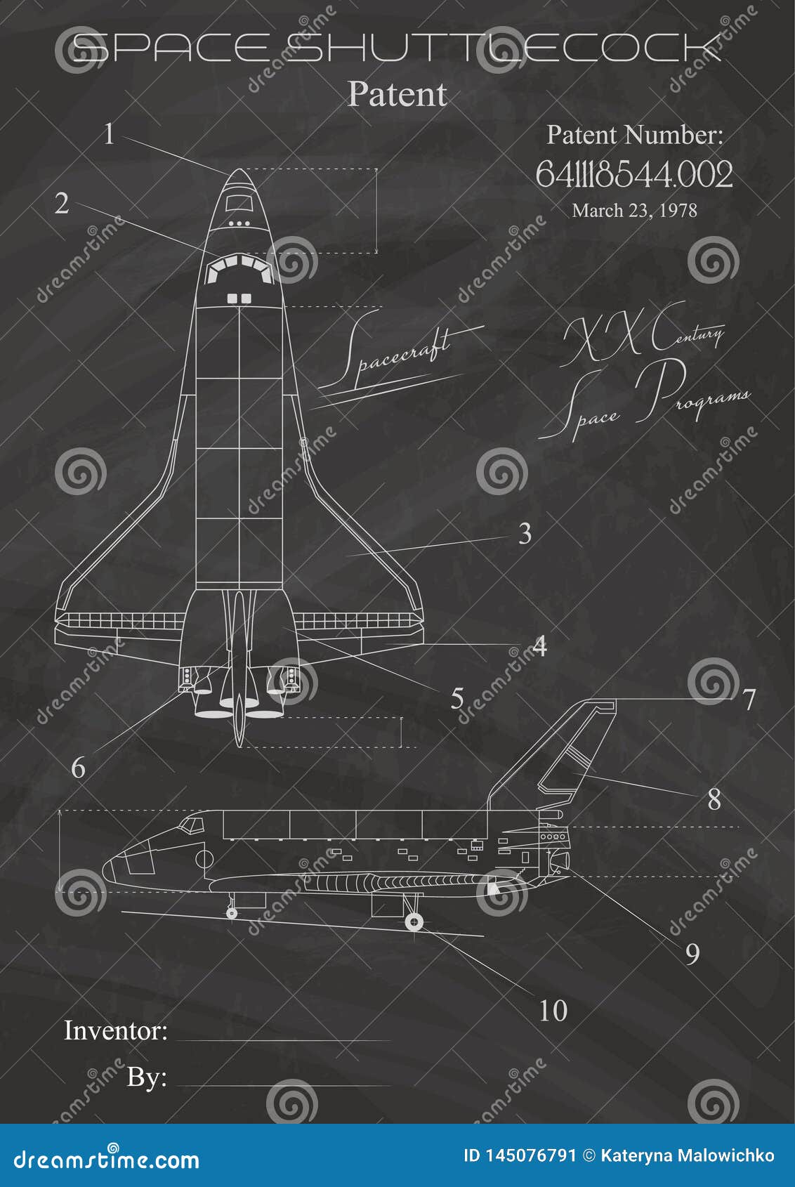 Space Ship Patent Drawings Stylization Stock Illustration ...