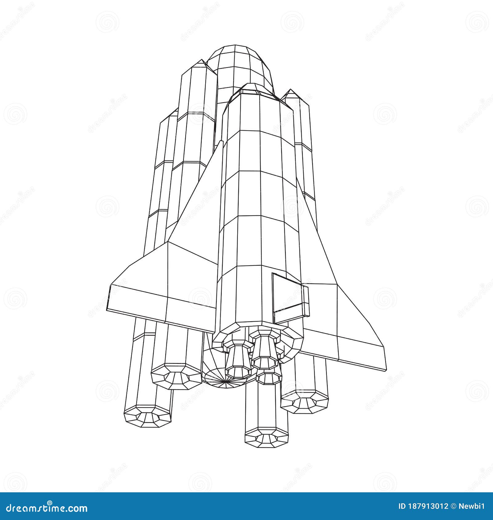 Space Ship Shuttle. Wireframe Low Poly. Stock Vector - Illustration of ...