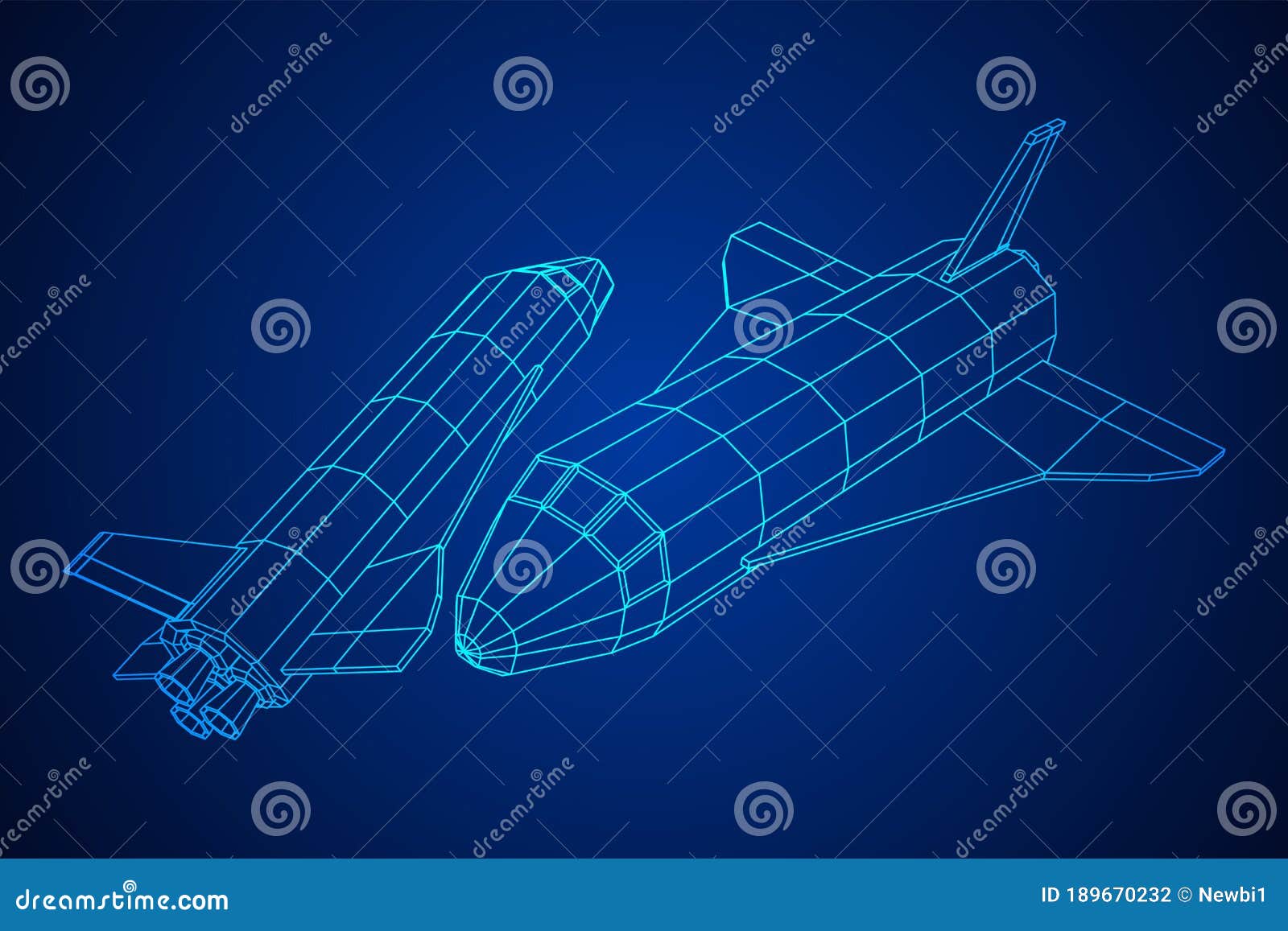 Space Ship Shuttle. Wireframe Low Poly. Stock Vector - Illustration of ...