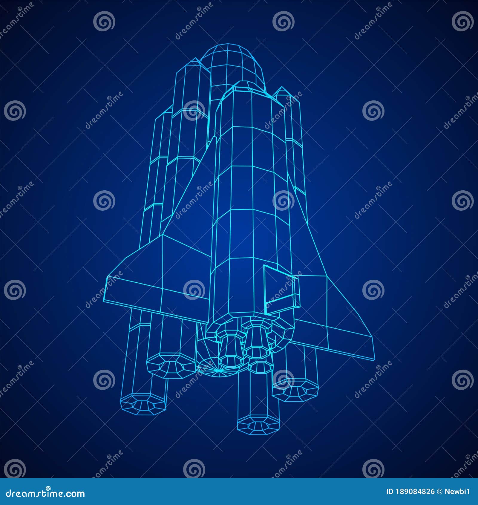 Space Ship Shuttle. Wireframe Low Poly. Stock Vector - Illustration of ...