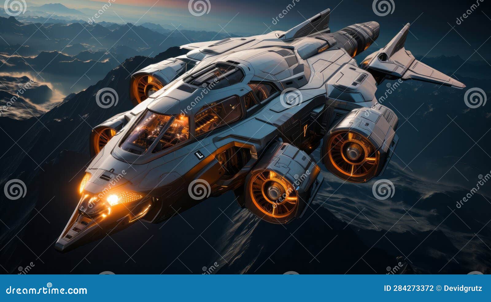 A Space Ship in Space. Generative AI. Stock Illustration - Illustration ...