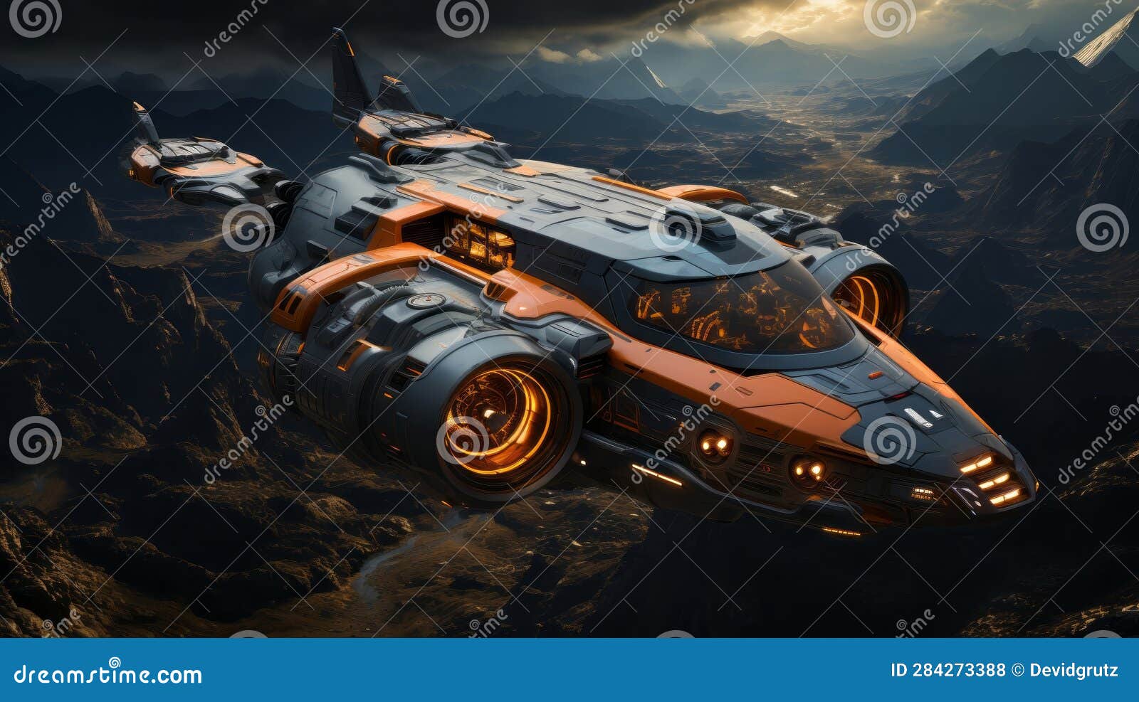 A Space Ship in Space. Generative AI. Stock Illustration - Illustration ...