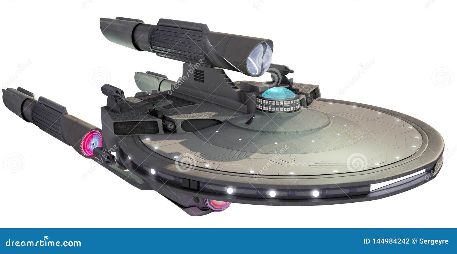 Space Ship on a White Background Stock Illustration - Illustration of ...