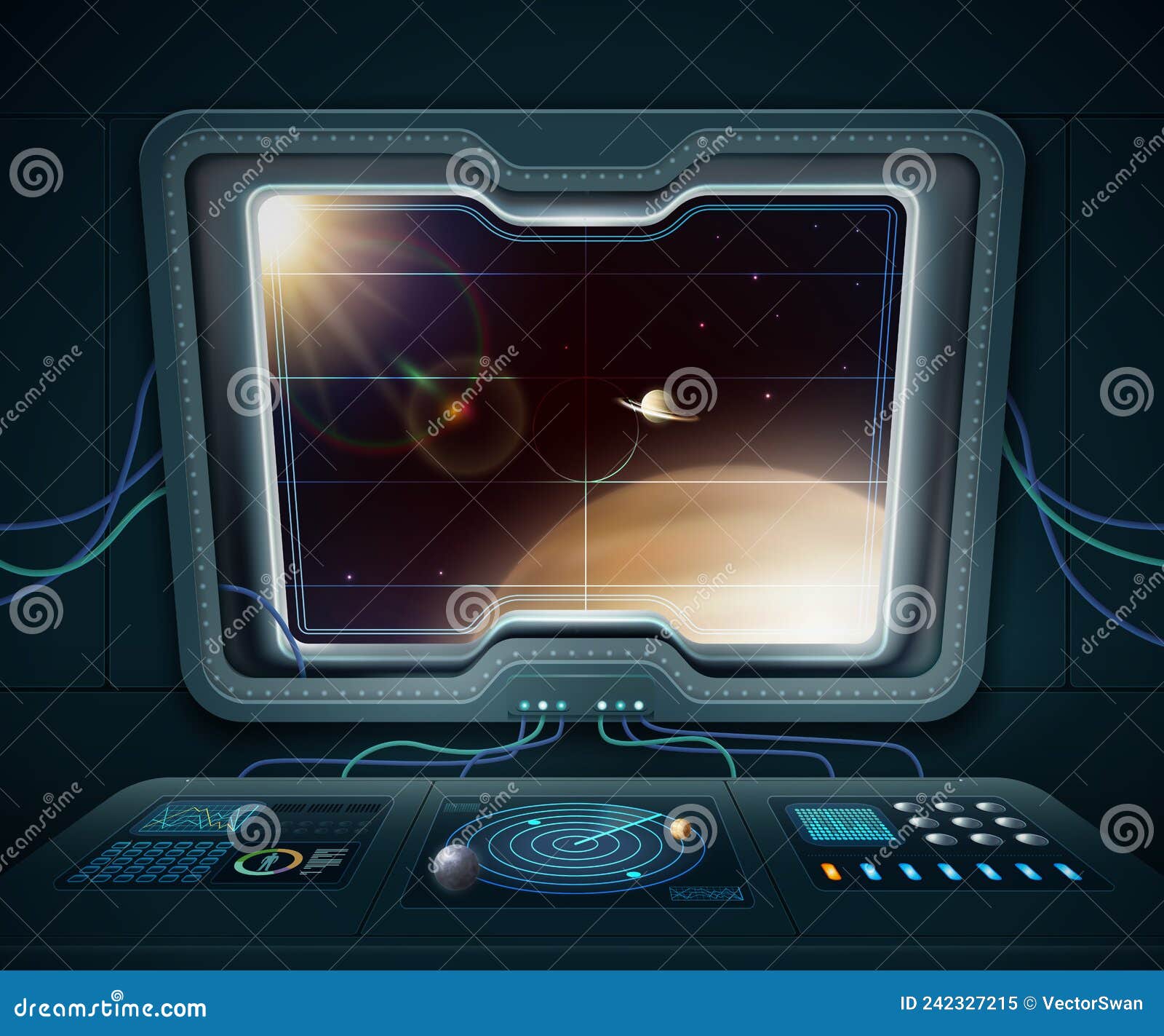 Space Ship Window Illustration Stock Vector - Illustration of machine ...
