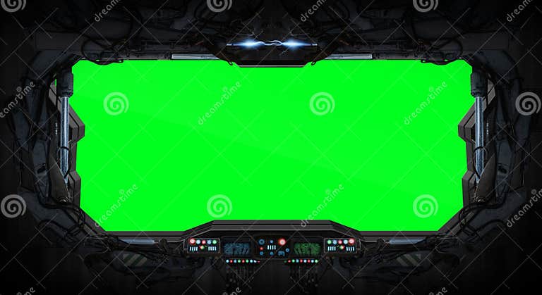 Space ship window interior stock illustration. Illustration of science ...