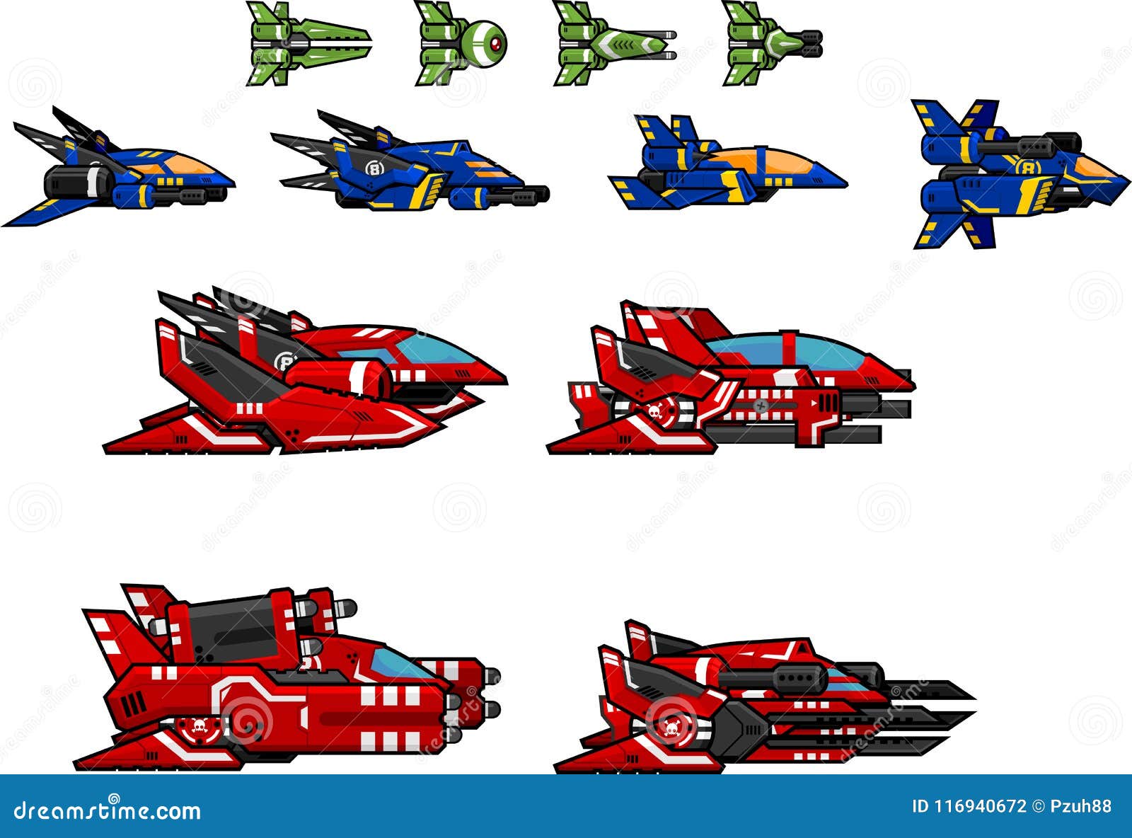 Space Shooter Game Assets Pack Stock Vector - Illustration of cannon ...