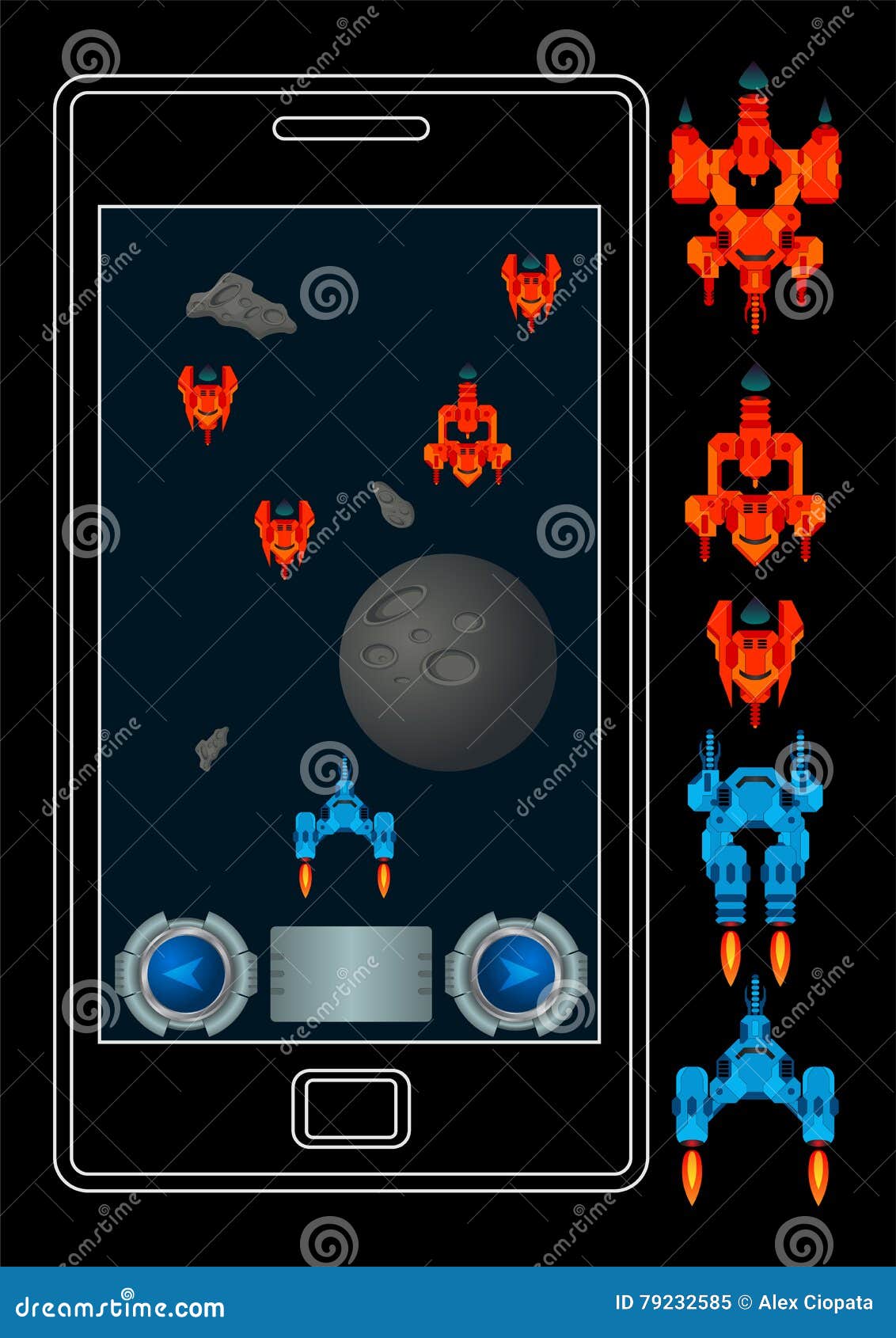 Space Shooter Game Assets Pack Vector Illustration | CartoonDealer.com ...