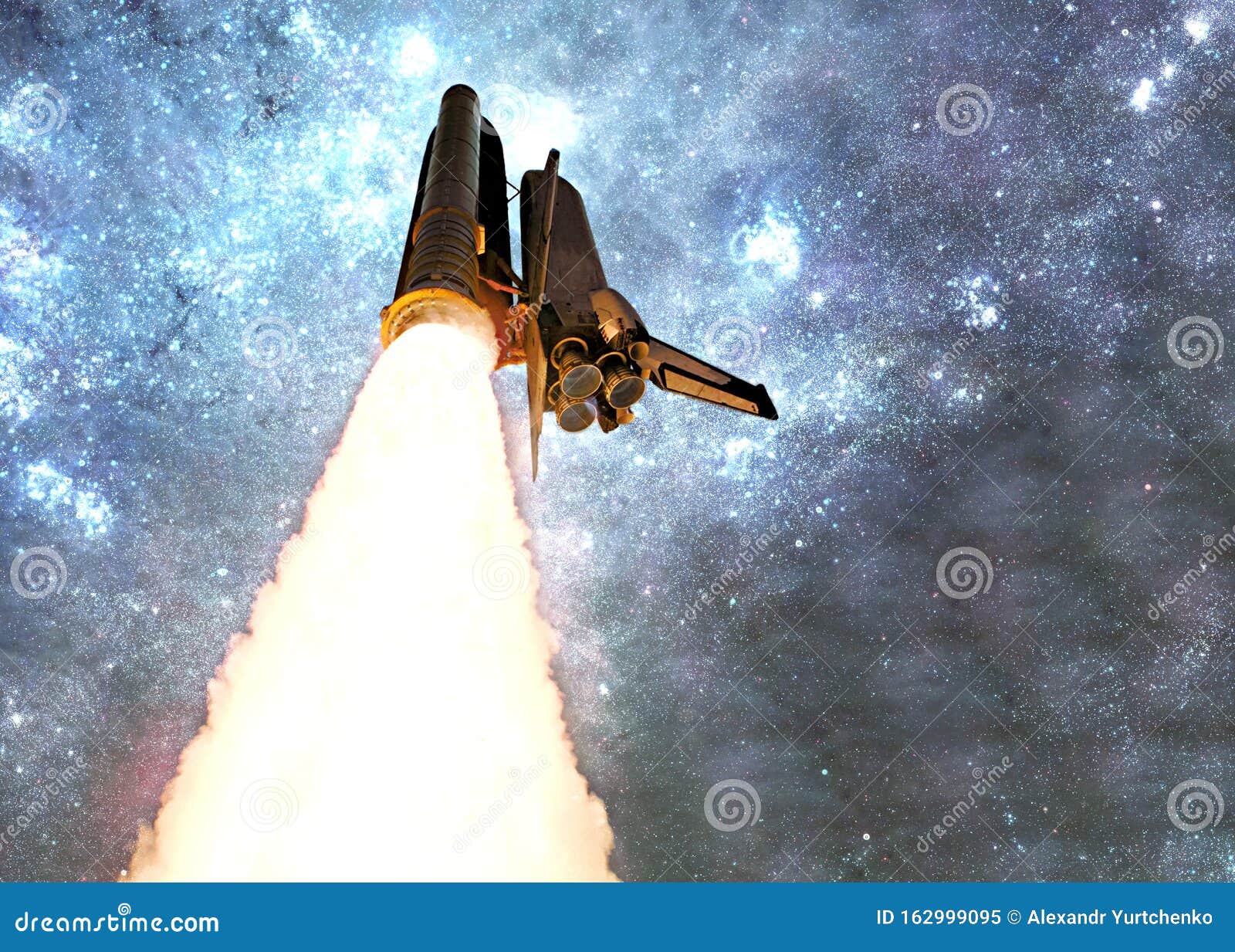 Space Shottle Launch Against Starry Sky Stock Image - Image of light ...