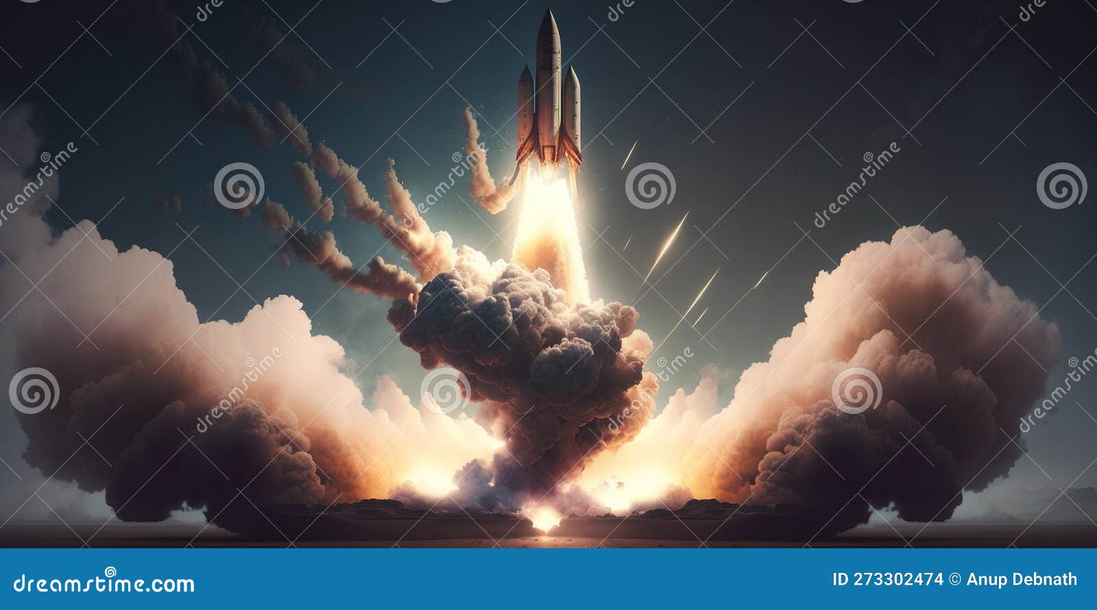 Space Shuttle Ascends on a Clear Day, Leaving a Trail of Smoke Stock ...