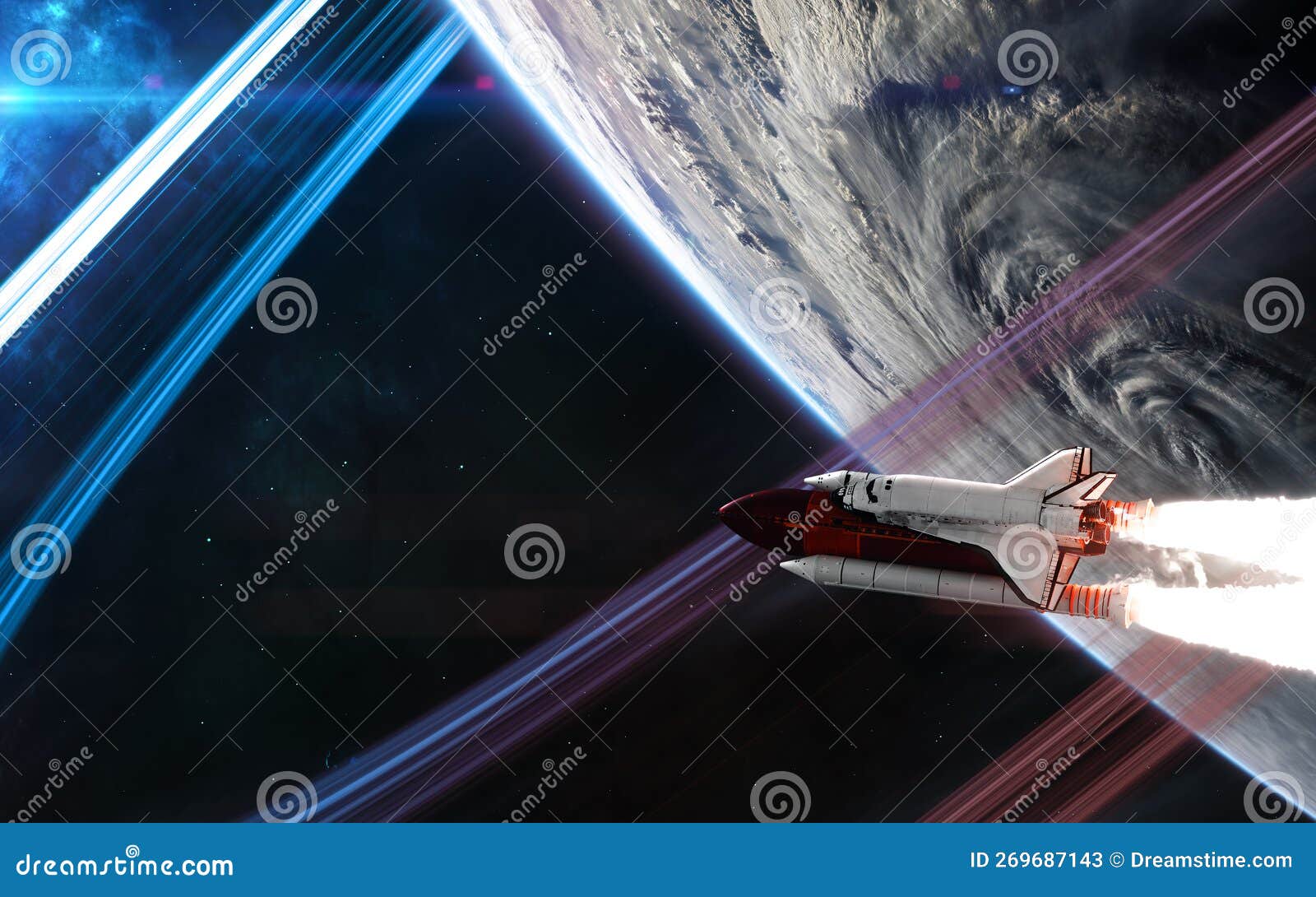 Space Shuttle on Background of Deep Space Planet Stock Image - Image of ...
