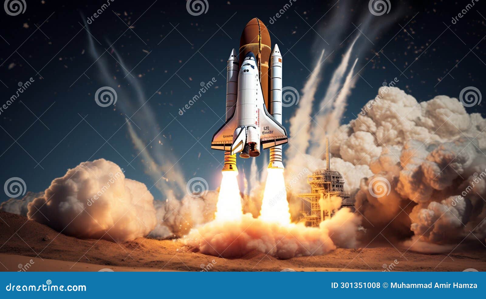 A Space Shuttle with Blast Off into Birthday Fun Stock Illustration ...