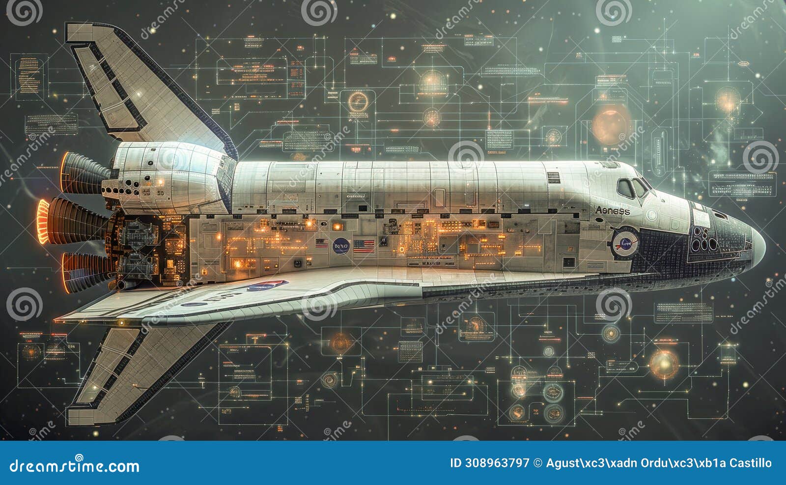 Space Shuttle Blueprint and Technical Design Stock Image - Image of ...