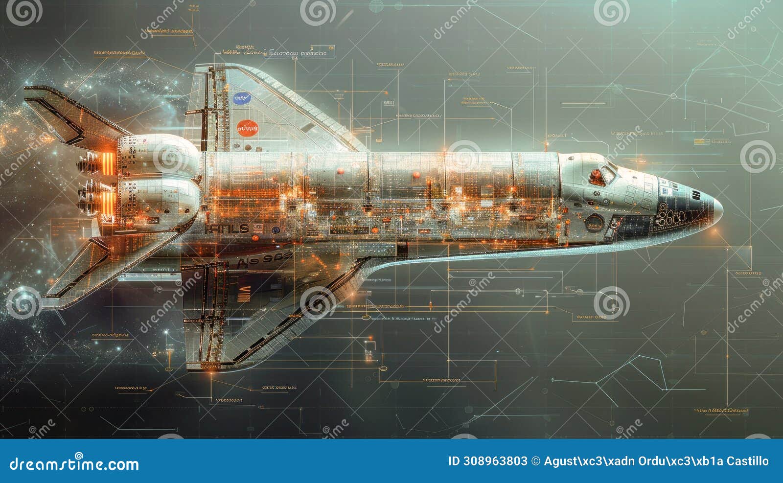 Space Shuttle Blueprint and Technical Design Stock Image - Image of ...