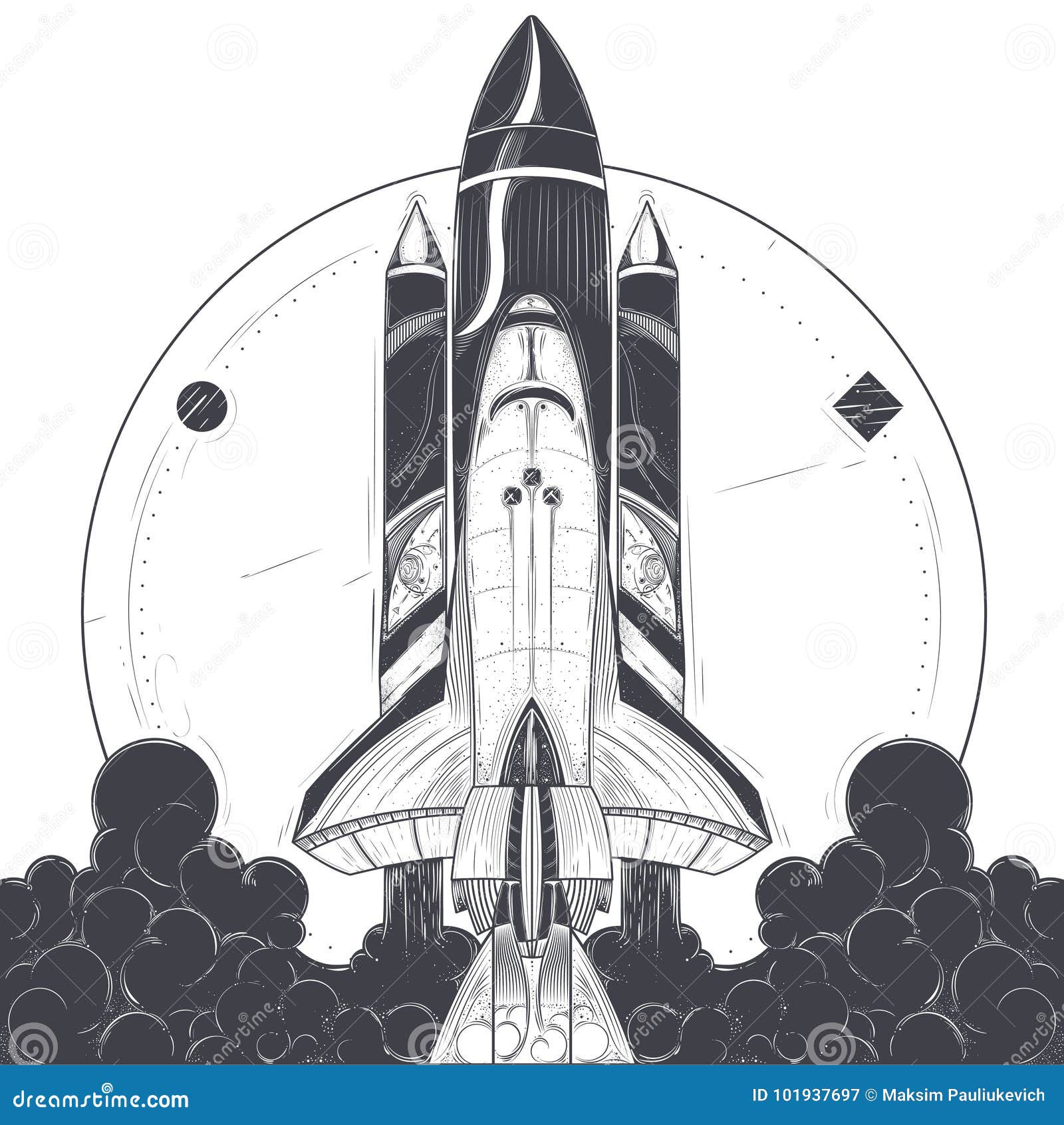 Space Shuttle with Carrier Rockets Launch Vector Stock Vector ...