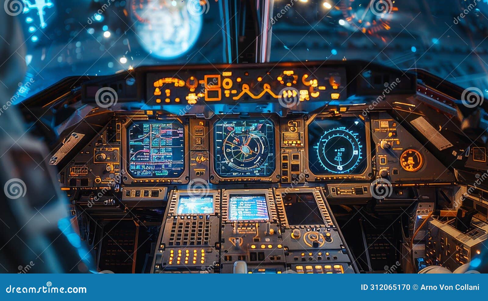 Space Shuttle Cockpit: Command Center of Cosmic Exploration Stock Illustration - Illustration of ...