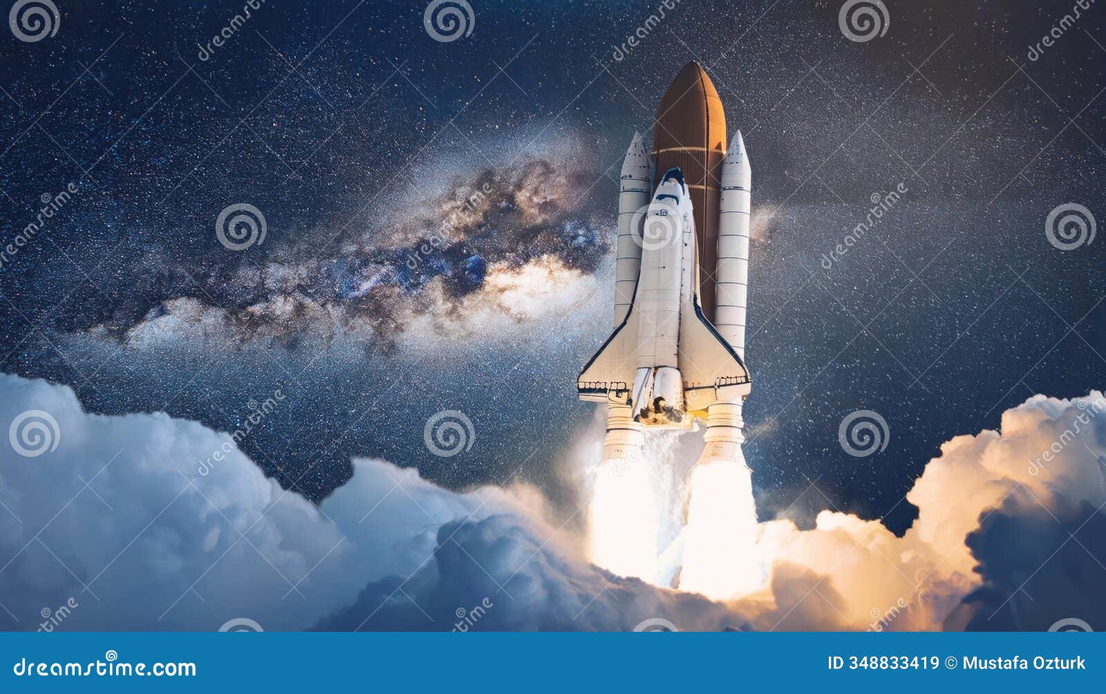 Space Shuttle on Color Background. Gradient Stock Illustration ...