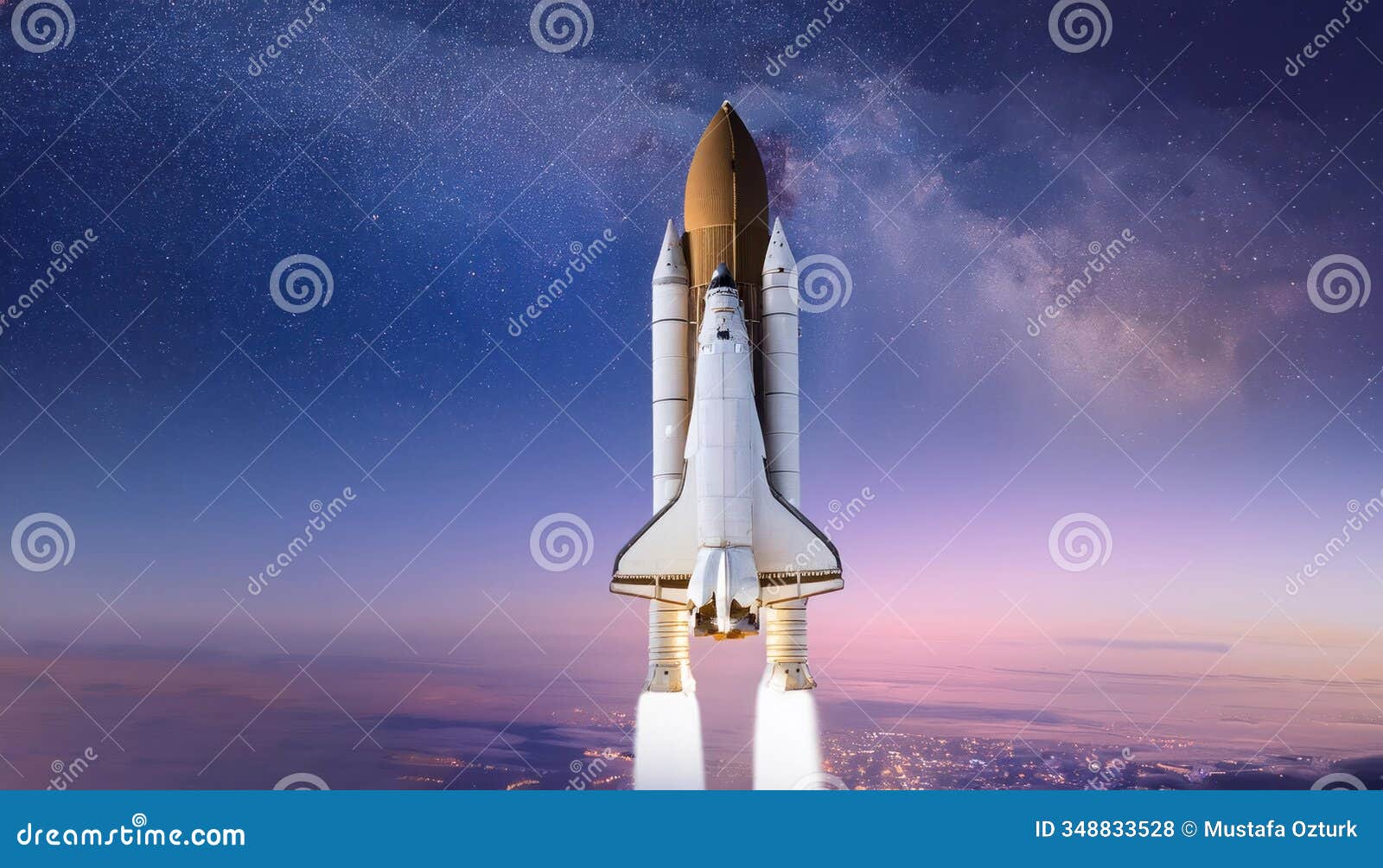 Space Shuttle on Color Background. Gradient Stock Illustration ...