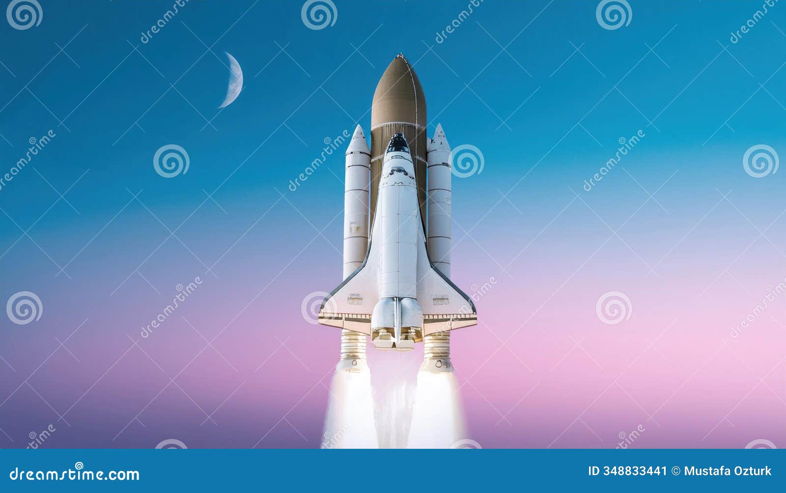 Space Shuttle on Color Background. Gradient Stock Illustration ...