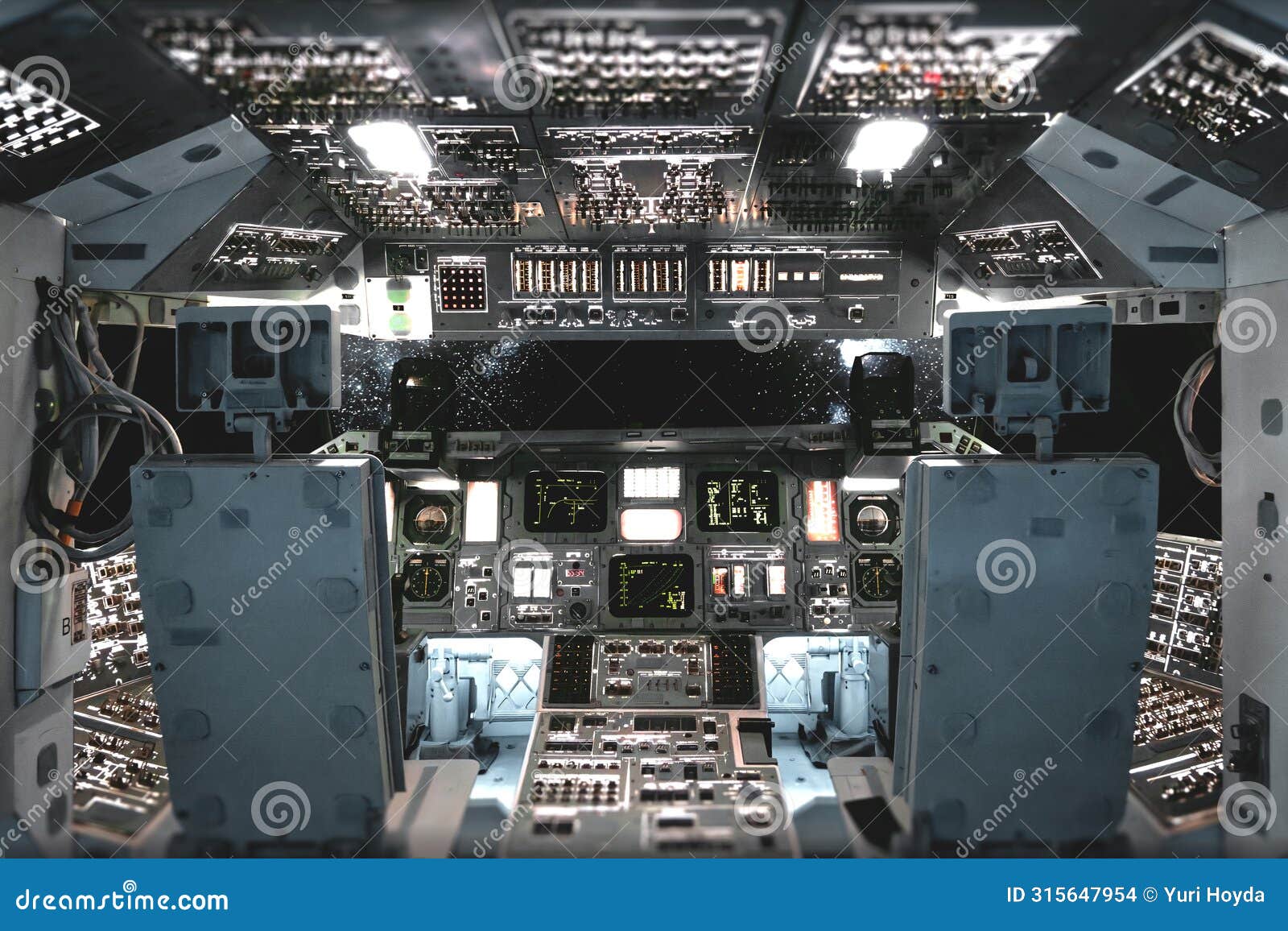 Space Shuttle Dashboard. Spaceship Cockpit with Lots of Control Buttons ...