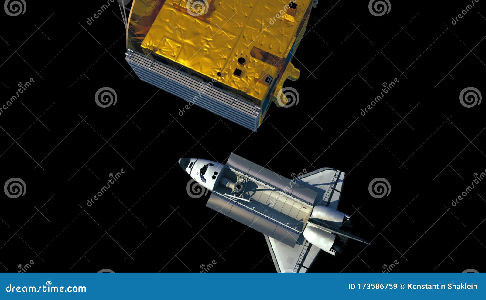 Space Shuttle Deploying Communication Satellite. Alpha Matte Stock ...